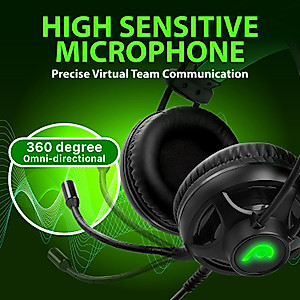 Fosmon Gaming Headset with Microphone & Volume Control, 3D Surround Strong Bass Over Ear Headphone with Ergonomic Headband Compatible with Xbox PS4 PS5 Nintendo Switch PC Laptop Desktop Mac