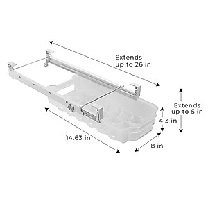 Smart Design Adjustable Sliding Pull Out Egg Drawer - Holds 18 Eggs - BPA Free - Fridge Bin, Refrigerator Holder Box, Clear Plastic Freezer Container, Food Storage Shelf, Organizer Tray - Clear