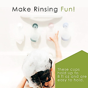 Puj Phillip Cups for Kids - Hangable Training Cups - Rinse-and-Play Reusable Plastic Cups with Grippy Hooks - Dishwasher Safe - Set of 2 (Sage and Periwinkle)