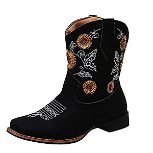 Womens Sandals, Booties for Women Low Heel Womens Dressy Summer Flat Boots Vacation Shoes Size 7 Sneakers Leather Volleyball Boots Cute Shoes for Women Black