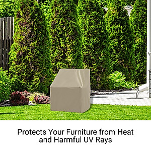 Formosa Covers | Patio Outdoor Club Chair Cover with Adjustable Peel and Secure Fasteners - for Furniture 33.5" Wx36 Dx37 H' (Taupe)