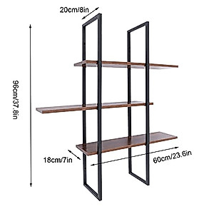 TFCFL 3 Tier Floating Shelves Wall-Mounted Shelf Rustic Geometric Wall Shelf DIY Design Storage Shelf for Living Room Study Bathroom