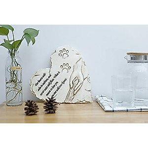 jinhuoba New York Dog Pet Memorial Stones, Hand-Painted Heart-Shaped Loss of Pet Dog Memorial Gifts with Sympathy Poem and Paw in Hand Design, (White)