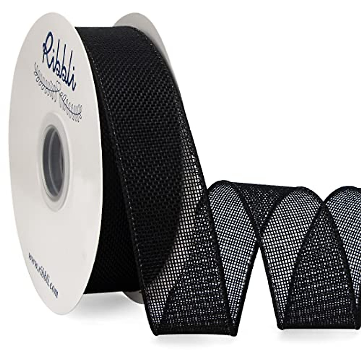 Ribbli Black Burlap Wired Ribbon, 1-1/2” Inch x Continuous 20 Yard, Black Wired Ribbon for Wreaths,Big Bows,Tree Decoration,Outdoor Decoration