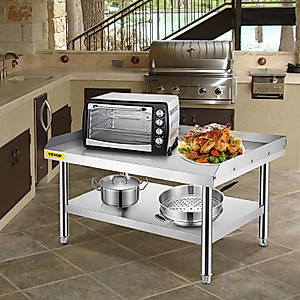 VEVOR Stainless Steel Equipment Grill Stand, 48 x 30 x 24 Inches Stainless Table, Grill Stand Table with Adjustable Storage Undershelf, Equipment Stand Grill Table for Hotel, Home, Restaurant Kitchen
