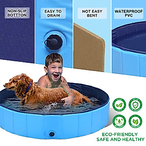 Dog Pool for Extra Large Dogs, Foldable Kiddie Pool Hard Plastic Folding Pet Pools for Dogs, Collapsible Swimming Pool for Kids Slip-Resistant PVC Bathing Tub, XXL 160 * 30CM