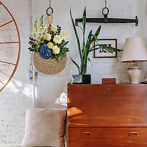 Hanging Fruit Basket for Kitchen, Boho Jute Hanging Baskets for Organizing, Hanging Wall Fruit Vegetable Baskets, Handwoven Decorative Hanging Kitchen Baskets for Potato, Onion Garlic