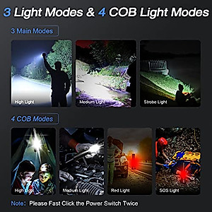 Kicoeoy Rechargeable Flashlights High Lumens, Led Flashlight 990000 Lumens Bright Flash Light with 7 Modes, Flashlights for Camping, Home, IPX7 Waterproof (2 Pack)