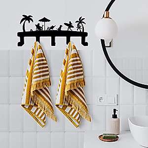 EVELIDO Towel Racks for Bathroom Wall Mount Towel Holder Coat Holder Bedroom Hanger Living Room Wall-Mounted Metal Rust Proof and Waterproof Black Metal Towel Rack-5 Hooks -16 Inch