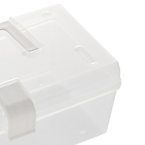 Haofy Clear Storage Box, Portable Plastic Container for Stationery Sewing Art Craft Jewelry with Lid (M)