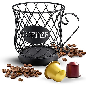 CHARLOTTE1909 - Coffee K Pod Holder Black Metal Organizer Coffee Cup Holders Sturdy Coffee Cup Basket K Cup Holder Coffee Bar Accessories Coffee Station