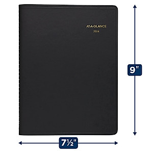 AT-A-GLANCE 2024 Weekly Planner, Hourly Appointment Book, 7" x 8-3/4", Medium, Black (708650524)