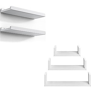 AMADA HOMEFURNISHING 2 Pack Floating Shelves and U-Shaped Floating Shelves
