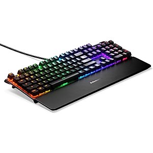 SteelSeries Apex 7 Mechanical Gaming Keyboard – OLED Smart Display – USB Passthrough and Media Controls – Linear and Quiet – RGB Backlit (Red Switch) (Renewed)