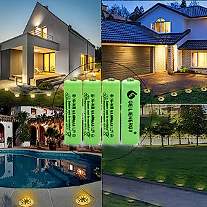 GEILIENERGY 12 Pack NiMH AA 600mAh 1.2V Solar Light AA Ni-mh Rechargeable Batteries for Solar Lights, Garden Lights, Remotes, Mice