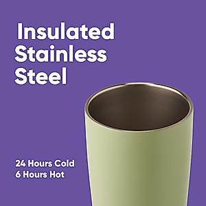 Owala SmoothSip Insulated Stainless Steel Coffee Tumbler, Reusable Iced Coffee Cup, Hot Coffee Travel Mug, BPA Free, 20 oz, Green (Hip Cactus)