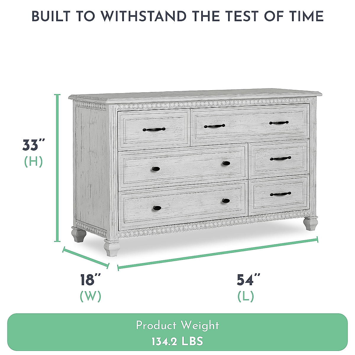 Evolur Madison Double Dresser in Antique Grey Mist