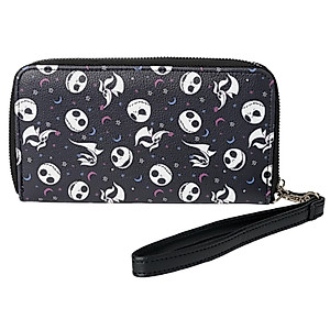Disney Wallet Wristlet Zip Clutch Faux Leather (Jack Skellington Black)