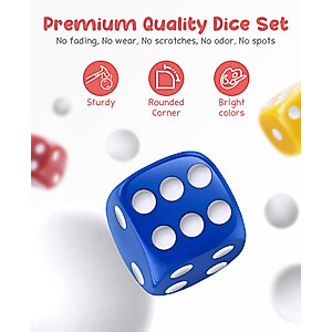 JoyCat 16mm 6 Sided Dice Set Standard Game Dice Kids for Board Games Dice Games Math Dice for Classroom with Storage Bucket (100, Opaque)