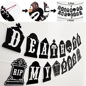 Death to My 20s Decoration, Black 30th Birthday Decoration, Funeral For My Youth Party Supplies with Banner, Rip to My 20s Sash, Photo Prop, 30th Balloon, Cake Topper, Funny Thirty Birthday Supplies
