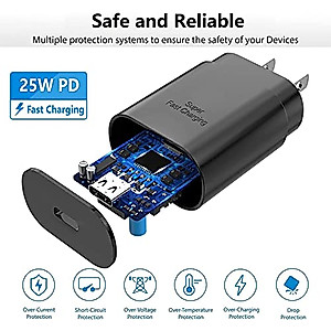 Super Fast Charger Type C,2Pack 25W USB Type C Fast Wall Charger Block with 10FT C Charging Cable for Samsung Galaxy S22/S22 Ultra/S22+/S21/S21 Ultra/S21+/S20/S20 Ultra/Note 20 Ultra/Note 10/Z Fold 3