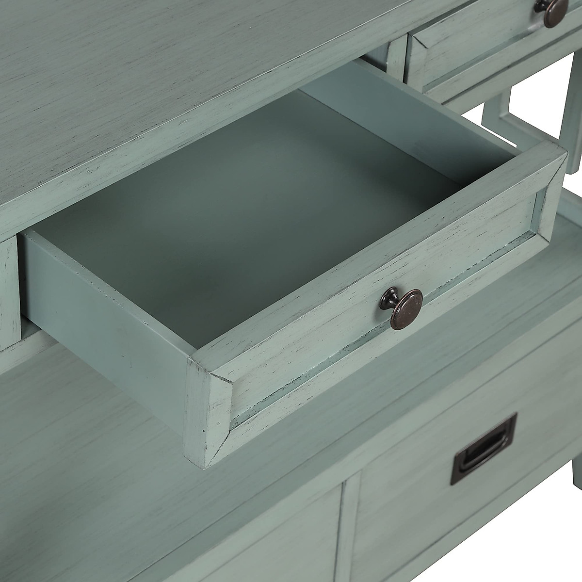 INMOZATA Retro Console Table Sofa Entryway Side Table Furniture with 4 Drawers and 1 Storage Shelves for Living Room Home Bedroom Hallway Kitchen Decor,Green