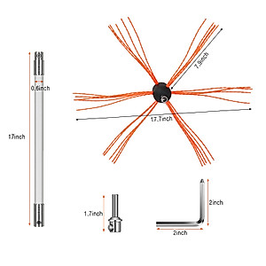 NEAGLORY 20 Ft Chimney Sweep Kit Chimney Brush with Nylon Flexible Rods, Chimney Cleaning Kit for Fireplace Flue, 14 Rods