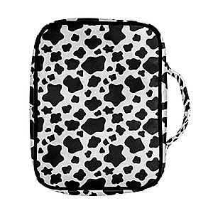 Horeset Cow Print Bible Cover for Women Bible Tote Bag with Handle and Zipper Pocket Bible Carrying Case Bible Cover Book