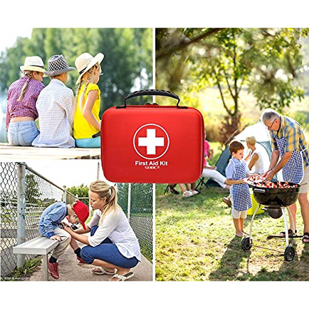 Compact First Aid Kit (228pcs) Designed for Family Emergency Care. Waterproof EVA Case and Bag is Ideal for The Car, Home, Boat, School, Camping, Hiking, Office, Sports. Protect Your Loved Ones. Red