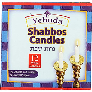 Yehuda Sabbath Candles, White, 12 ct