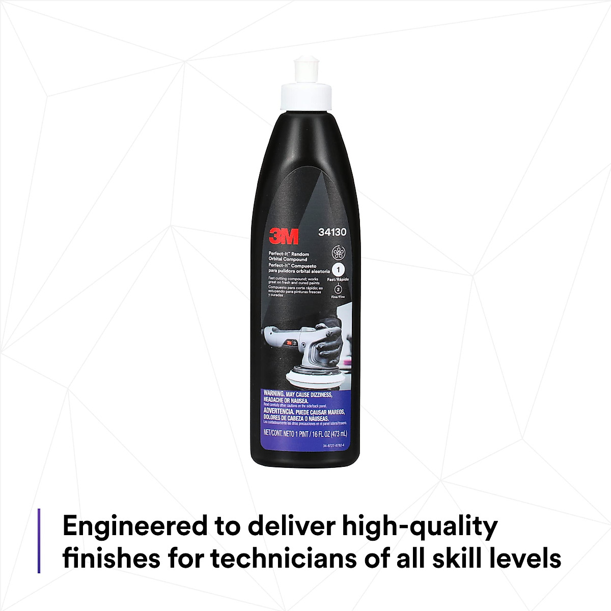 3M Perfect-It Random Orbital Compound, 34130, 1 Pint, Fast Cutting Compound for Automotive Buffing & Polishing