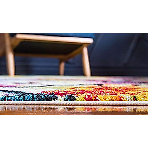 Unique Loom Lyon Collection Colorful Modern Abstract Watercolor Tree Area Rug, 3 ft 3 in x 5 ft 3 in, Ivory/Pink