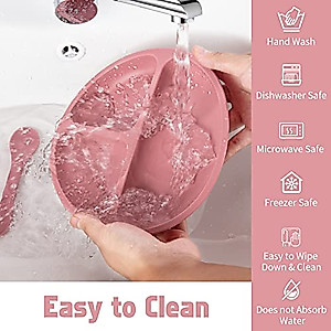 Losecu Silicone Baby Feeding Set|Baby Led Weaning Supplies Set|Suction Baby Plate Bowl Set with Bib Spoon Fork Sippy Cup|Baby Feeding Eating Supplies Set BPA Free