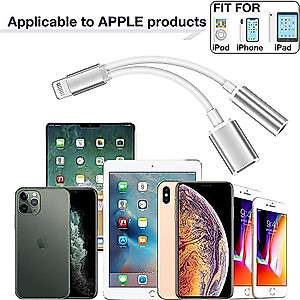 iPhone Aux Adapter Dongle, [Apple MFi Certified] Headphones Adapter for iPhone, 2 in 1 Lightning to 3.5mm AUX Audio & Charger Splitter Adapter for iPhone 14/13/12/11/XS/XR/X 8/7, Support All iOS
