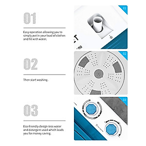 KUPPET Compact Twin Tub Portable Mini Washing Machine 26lbs Capacity, Washer(18lbs)&Spiner(8lbs)/Built-in Drain Pump/Semi-Automatic (White&Blue)