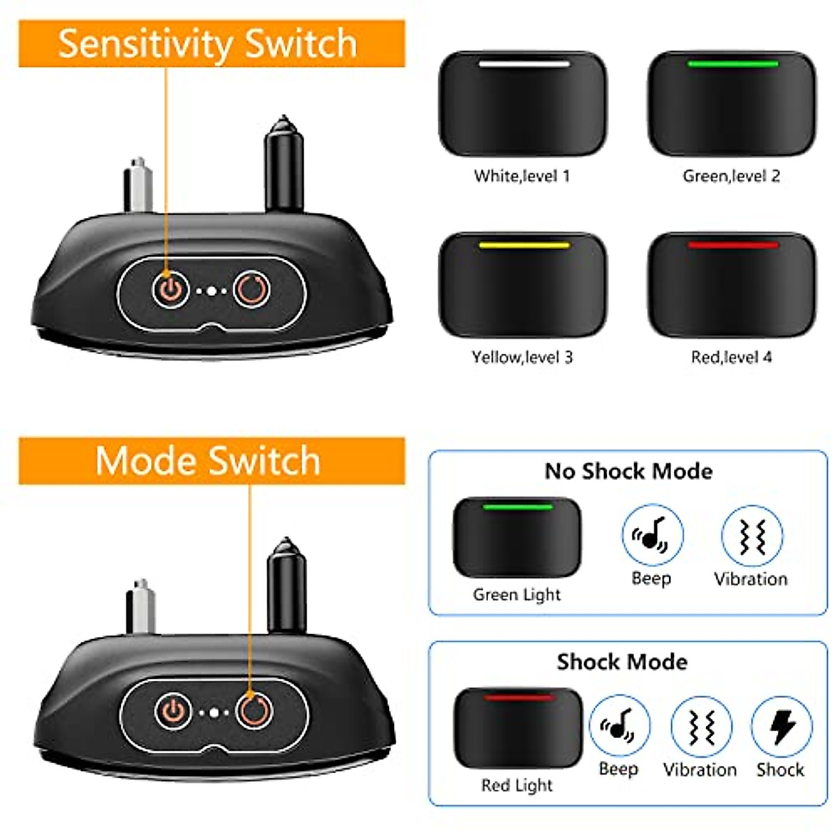 Kiuluta Dog Bark Collar for Large Medium Small Dogs Automatic Anti Barking Collar Dog Training with Beep Vibration Shock Stop Barking Control Devices IP67 Waterproof (Black)