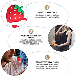 VALICLUD 2 Pcs Creative Cloud Shape Straw Plugs Dust- Proof Funny Straw Caps (Red White) Party Decor