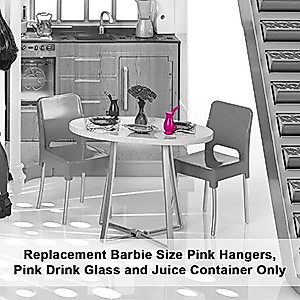 Replacement Parts for Barbie Doll Hello Dreamhouse - DPX21 ~ Replacement Barbie Size Pink Hangers, Pink Drink Glasses and More!