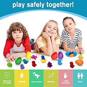 JOICEE 24pcs Dinosaur Squishy Toy Prefilled Easter Eggs, Kawaii Mochi Squishies Stress Relief Toys Filled Plastic Easter Eggs for Easter Basket Stuffers Party Favor Egg Hunt for Kids