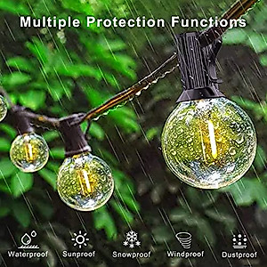 GIYOKAJU 60ft Outdoor String Lights with 40+4 Dimmable LED Bulbs,Adjustable Brightness Camping Waterproof Lights,G40 Hanging String Lights for Cafe,Bistro & Backyard