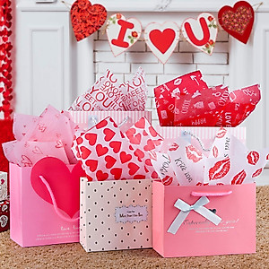 CHRORINE 60 Sheets Valentines Tissue Paper 6 Designs Gift Wrapping Paper for Valentine's Day, Wedding Party Crafts Decor