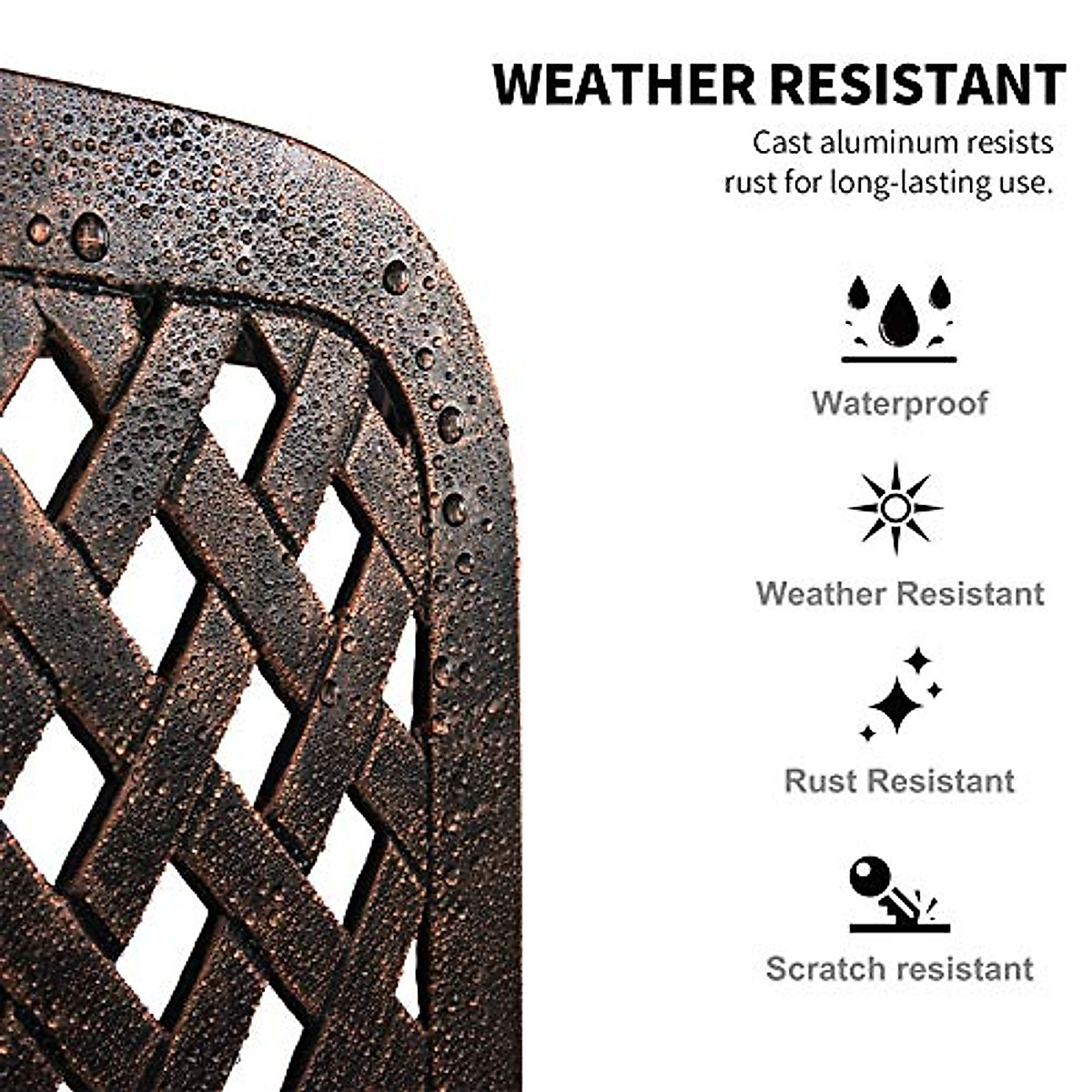 OMEFUN Patio End Table, Outdoor Side Table Cast Aluminum Metal Furniture - Bronze