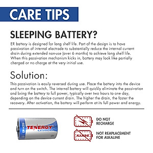 Tenergy High Capacity 3.6V 1/2 AA Lithium Battery, 1200mAh ER14250 Non-Rechargeable Batteries for Window Sensors, Alarm Systems, Home Security Sensors, Utility Meters, UL Certified, 4 Pack