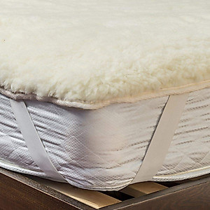 HNU Lambswool Mattress Pad Cal King, Wool Polyester Blend Soft Cozy Comfy Restful Sleep