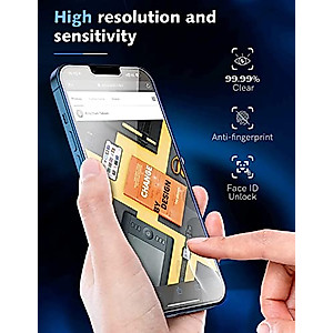 LK 3 Pack iPhone 13 Screen Protector with 3 Pack Camera Lens Protector, Easy Install, HD Clarity, Touch Sensitive, 9H Hardness Tempered Glass for iPhone 13 6.1 Inch - Case Friendly