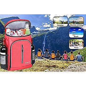 FORICH Soft Cooler Backpack Insulated Waterproof Backpack Cooler Bag Leak Proof Portable Cooler Backpacks to Work Lunch Travel Beach Camping Hiking Picnic Fishing Beer for Men Women (Watermelon Red)