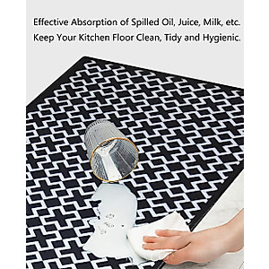 WENLION Kitchen Rug Non Skid Absorbent Kitchen Mat Washable Anti Fatigue 2PCS Set 15 inchx23 inch+15 inchx63 inch