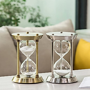 Hourglass Sand Timer 15/30/60 Minutes, Sand Clock Sand Watch, Metal Sandglass Timer with White Sand for Christmas Gifts Wedding Home Desk Office Classroom Decor,Gold 60min