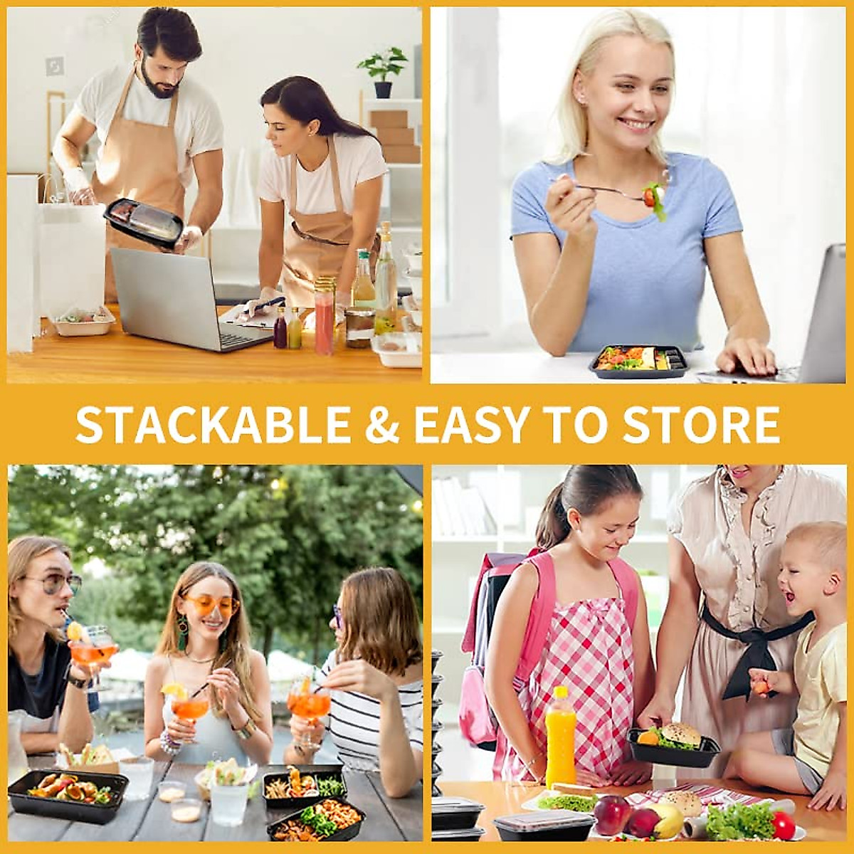 rouyar Disposable Bento Box Reusable Plastic Bento Lunch Box