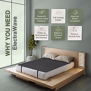 ELECTRAWAVE Grounding Mattress Cover Pad, Queen Size Earth Connected Conductive Carbon Leatherette Grounding Sheets for Better Sleep, Relieve Pain, Reduce Inflamation